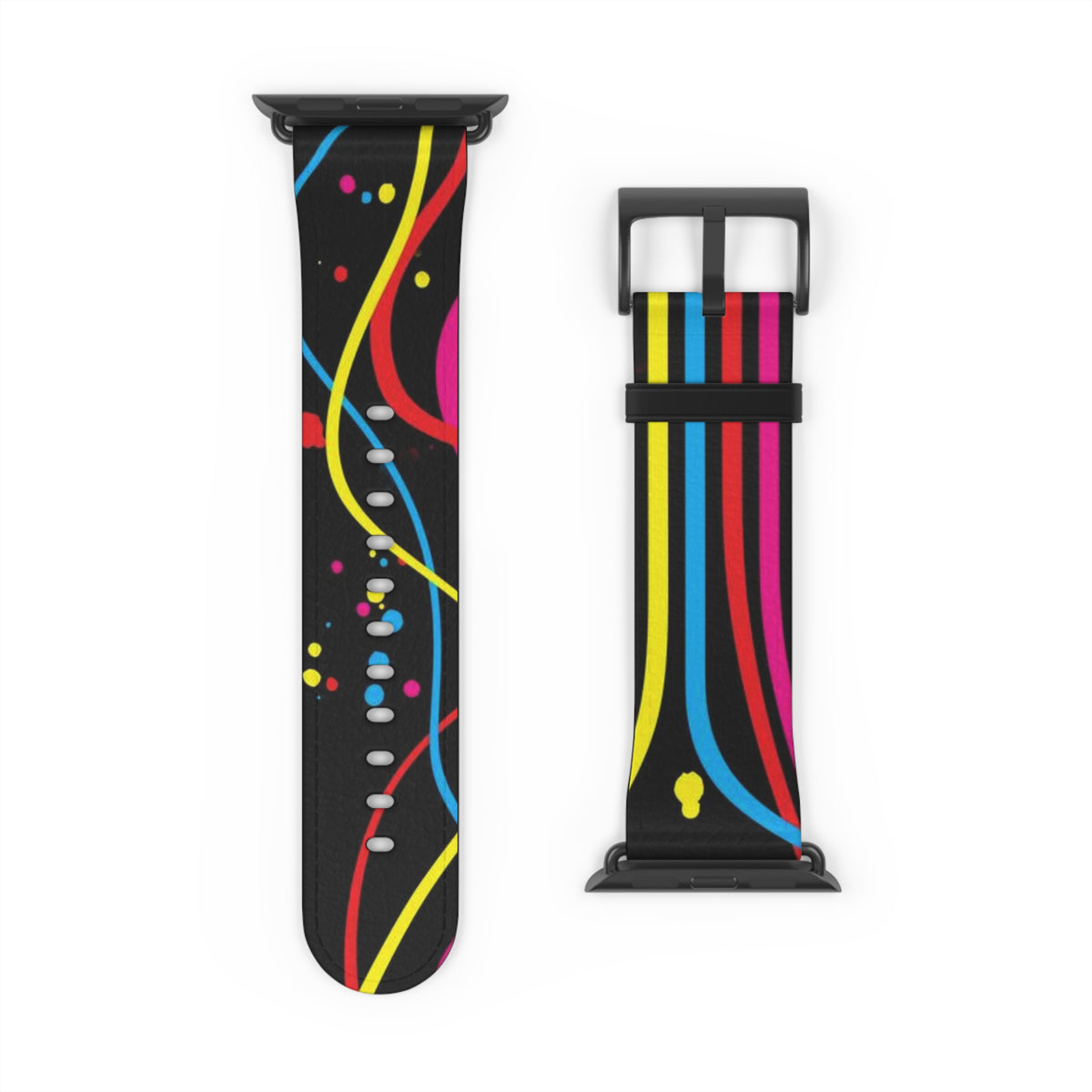 CMYK Color Paint Splatter Faux Leather Apple Watch Wrist Band | Iron ...